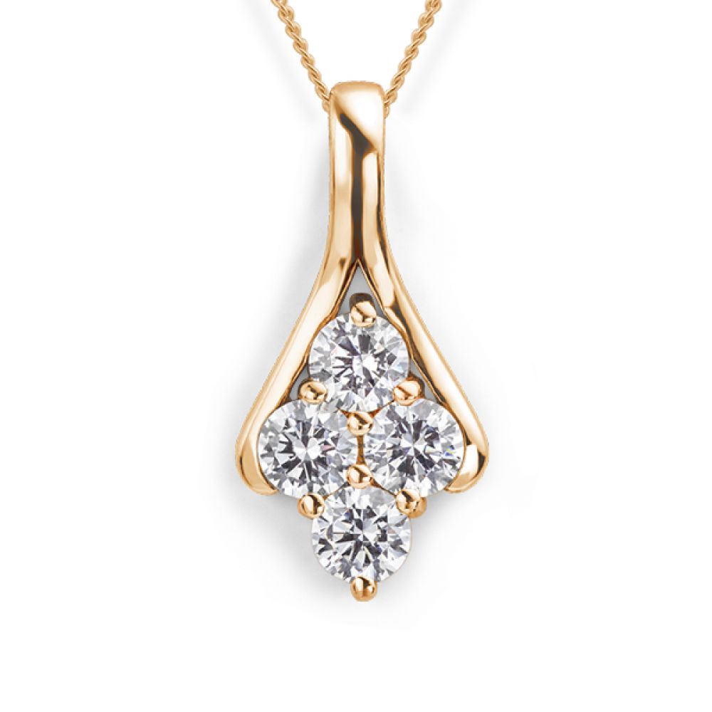 4 Stone Round Diamond Cluster Pendant