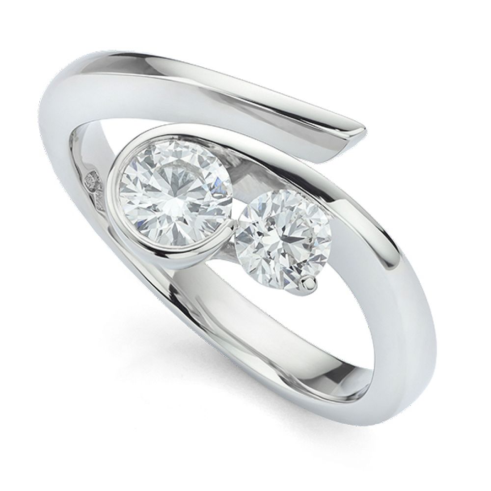 Unusual 2 Stone Lab-Created Diamond Engagement Ring