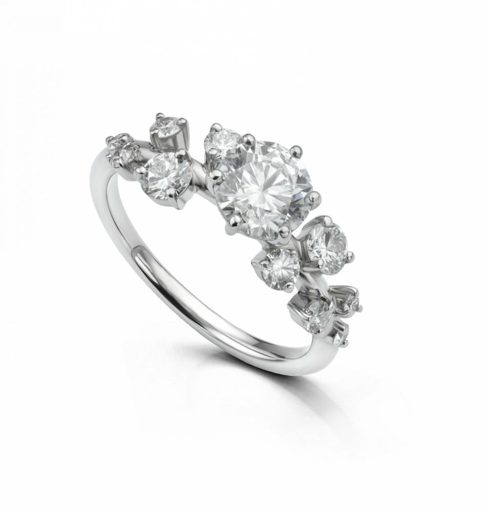 Bespoke Scattered Diamond Engagement Ring