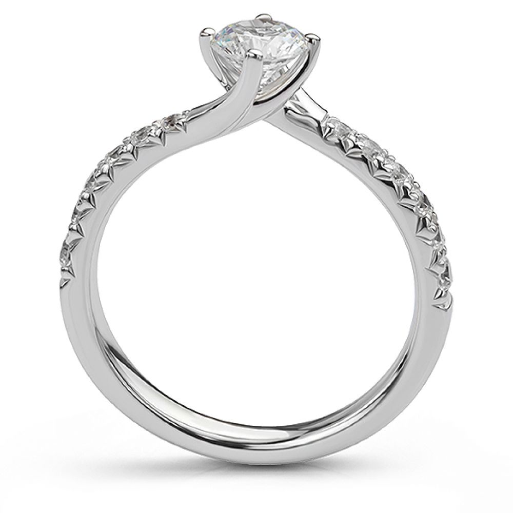 Aura Diamond Twist Engagement Ring - Graduated Diamond Shoulders