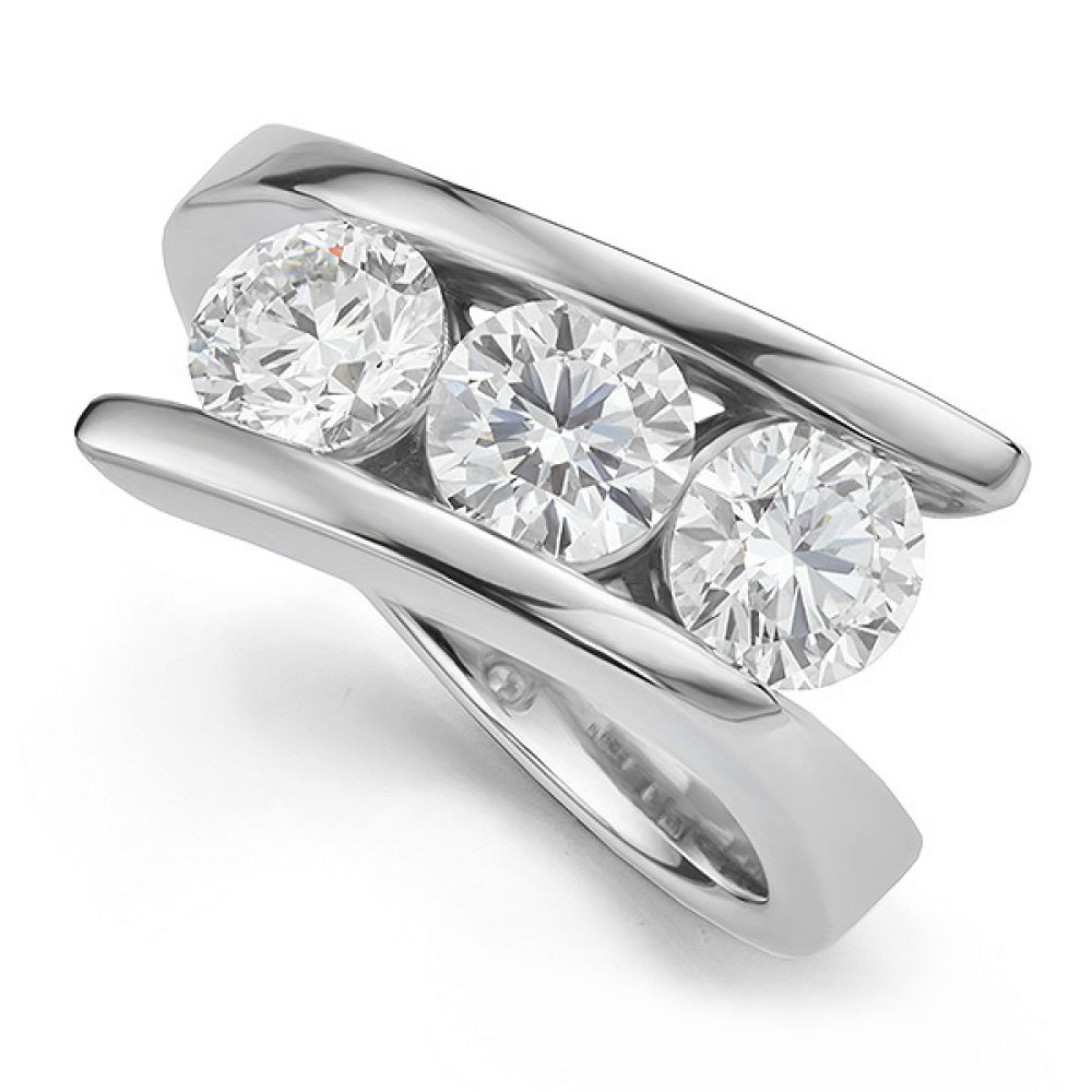 3 Stone Tension Set Diamond Ring