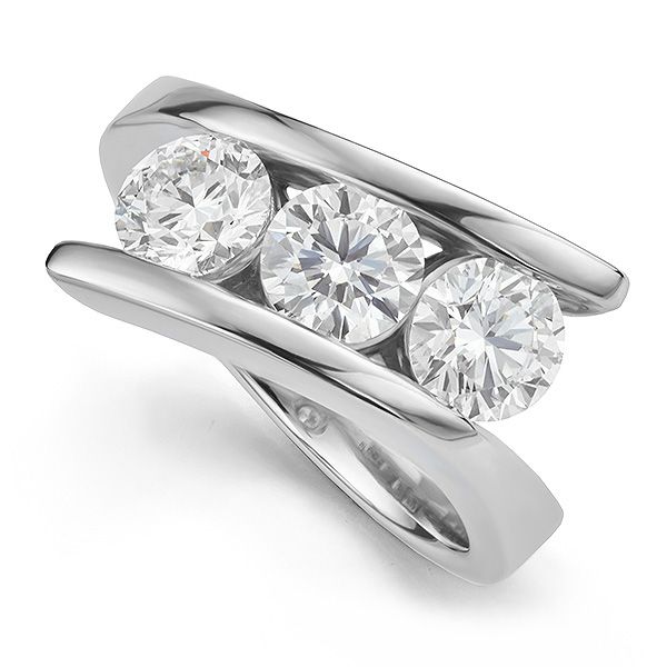 3 Stone Tension Set Diamond Ring