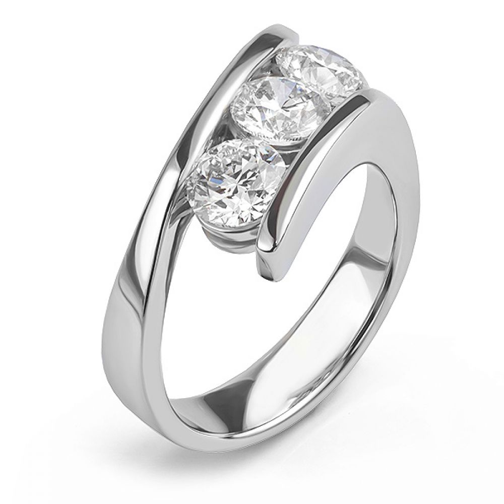 3 Stone Tension Set Diamond Ring