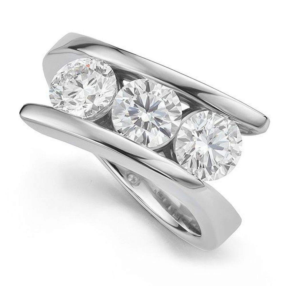3 Stone Tension Set Diamond Ring