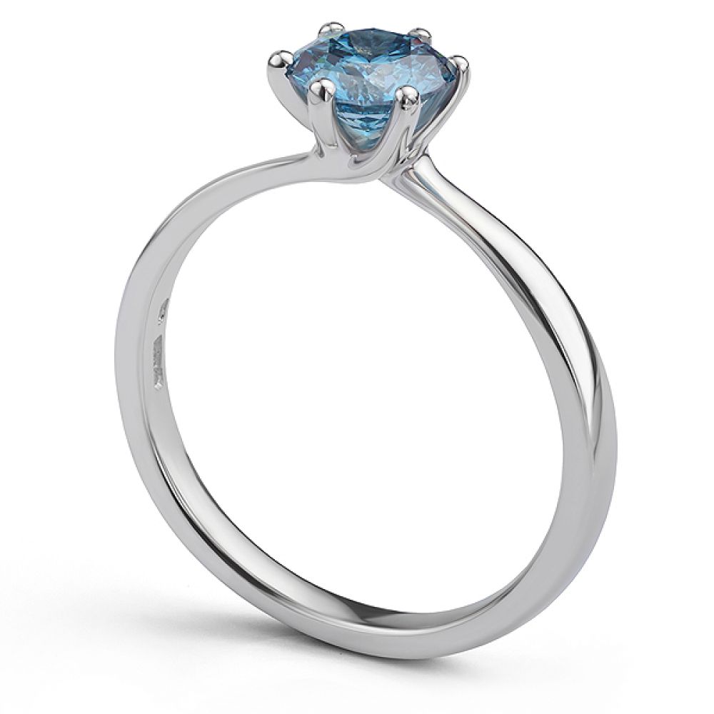Blue Diamond Twist Ring - 6 Claw Platinum Twist Engagement Ring