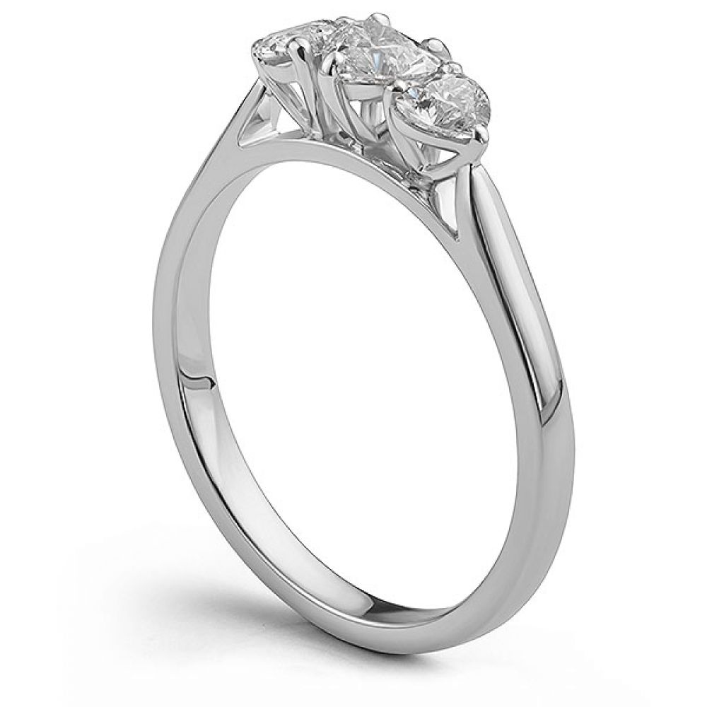 3 Stone Heart Diamond Ring - Heart Trilogy Engagement Ring