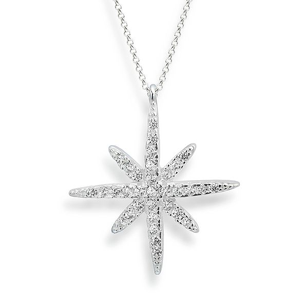 Silver Necklace Star - Pave Set Silver Pendant