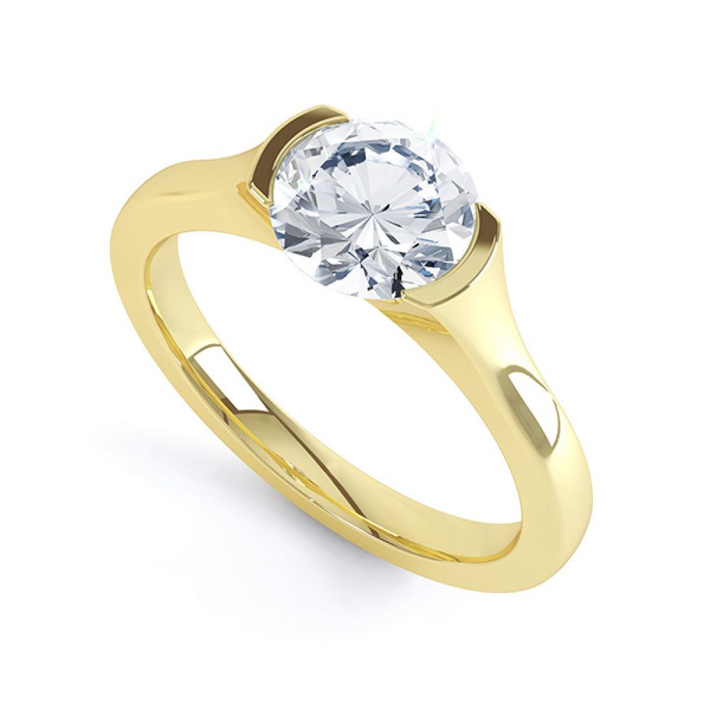 Modern Open Part Bezel Solitaire Engagement Ring