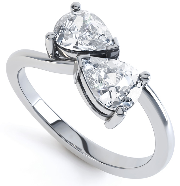 2 Stone Pear Shaped Diamond Ring