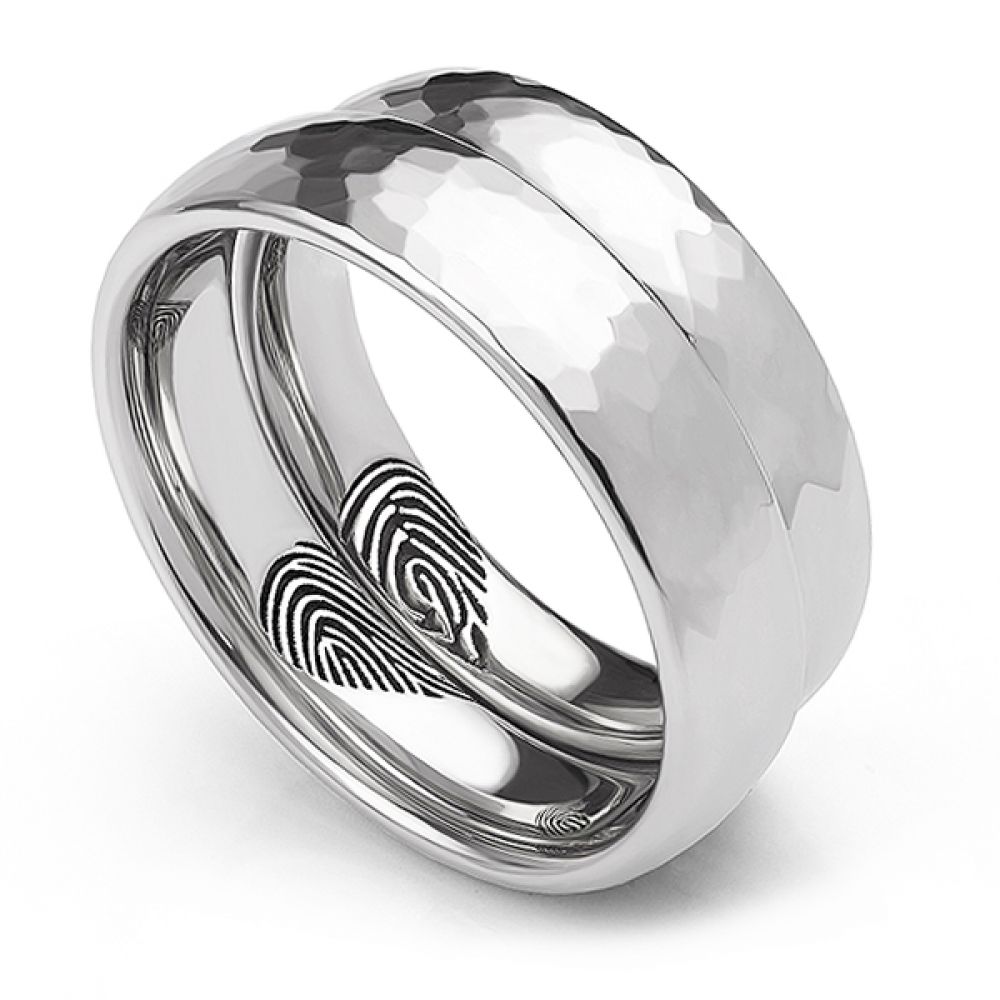 Hammered Fingerprint Wedding Ring