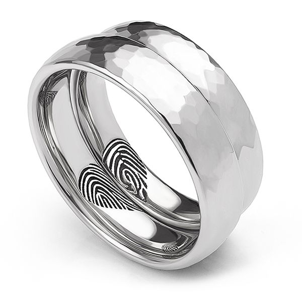 Hammered Fingerprint Wedding Ring