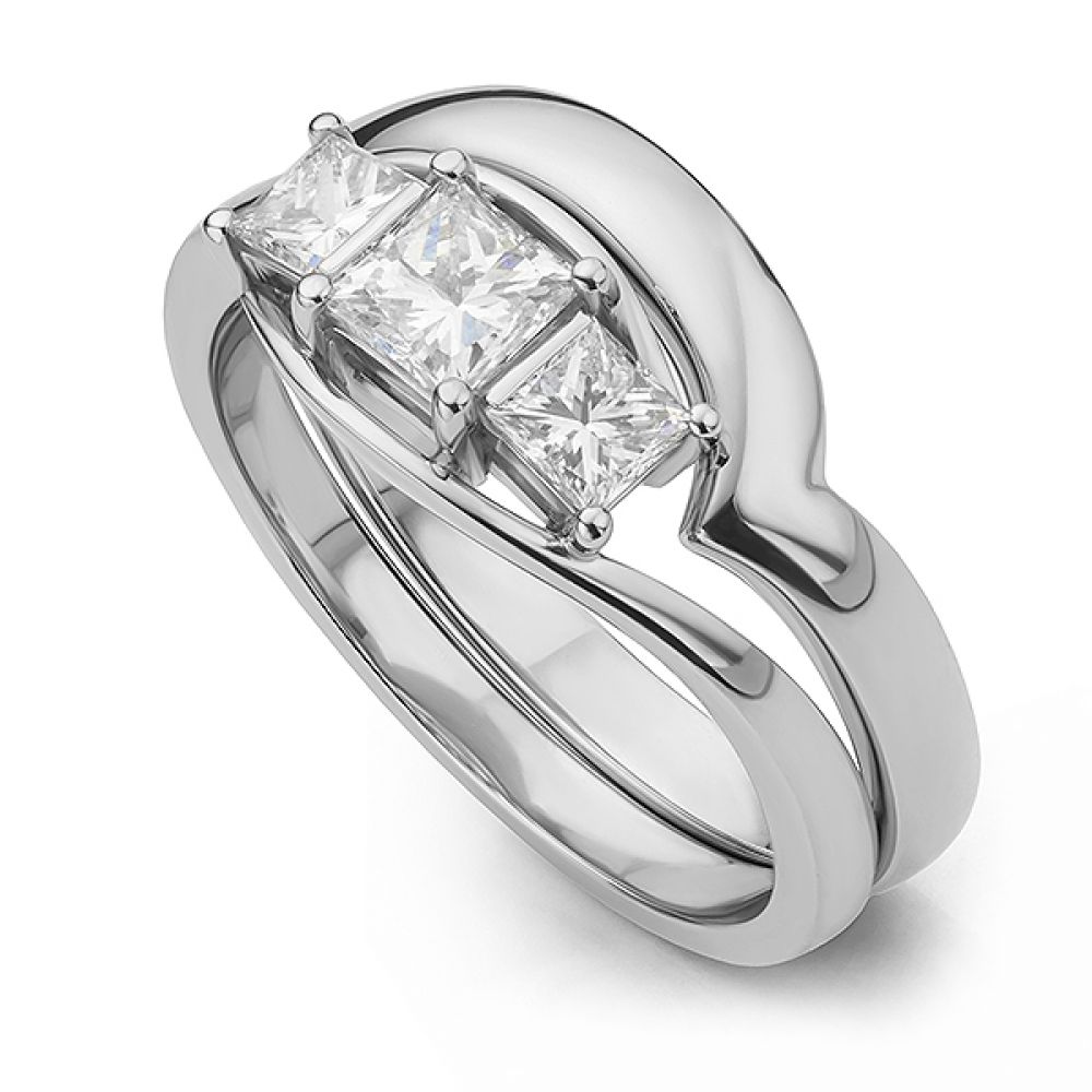 Shaped Wedding Ring for Princess 3 Stone Ring