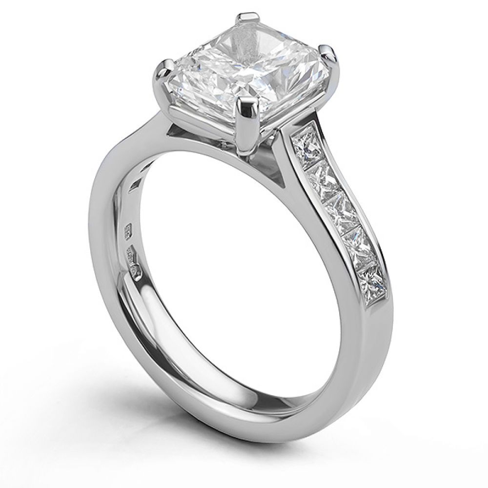 2 Carat Radiant Cut Diamond Ring with Princess Shoulders