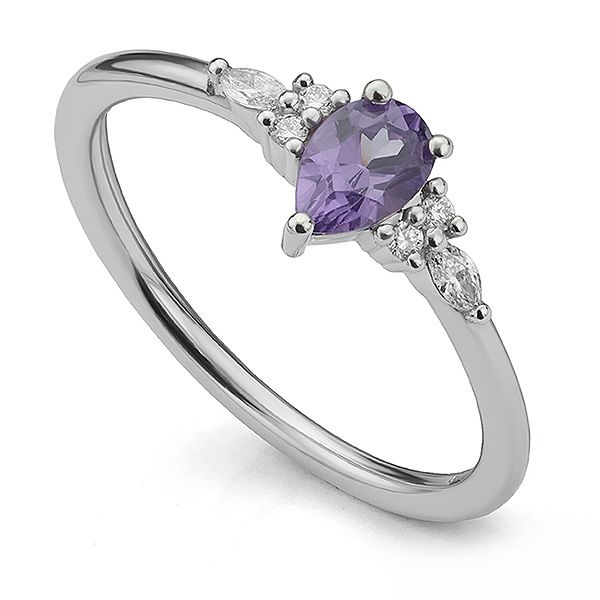 Alexandrite and Diamond Engagement Ring and Wedding Ring Set