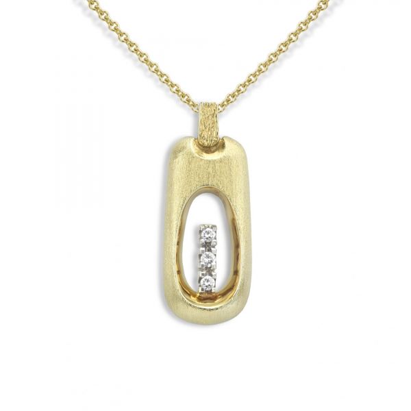 Unusual 3 Stone Diamond Pre-Owned Necklace