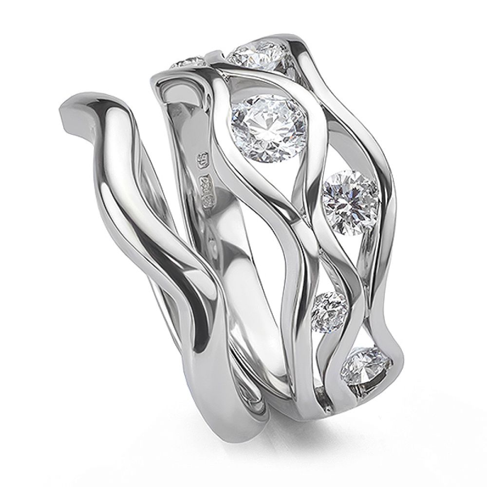 Wave Shaped Wedding Ring - Curved to Fit the Diamond Wave Ring