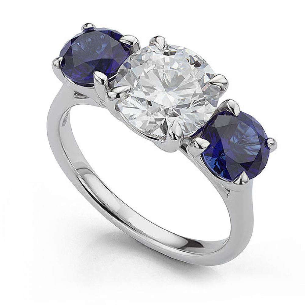 Diamond & Blue Sapphire Trilogy Ring