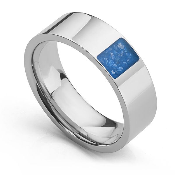 8mm Wide Ashes Ring - Stainless Steel or Silver