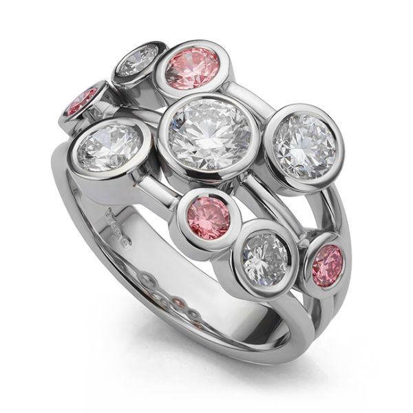 2 Carat Pink Diamond Bubble Ring | Platinum | Lab Grown Diamonds