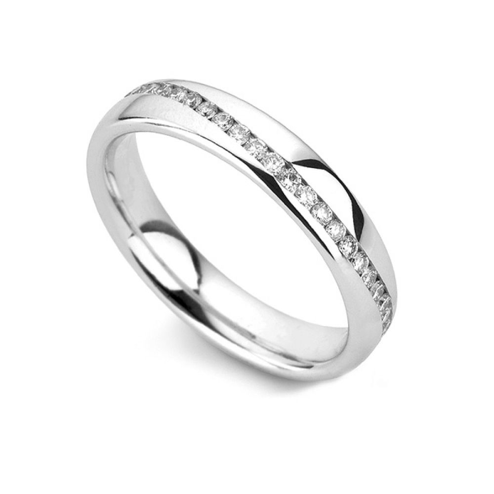Curved Channel Diamond Wedding Ring