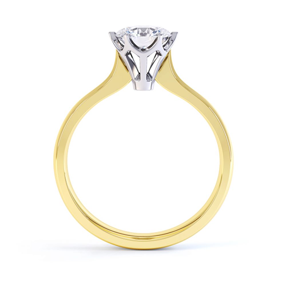 Tall Fluted 6 Claw Round Solitaire Engagement Ring