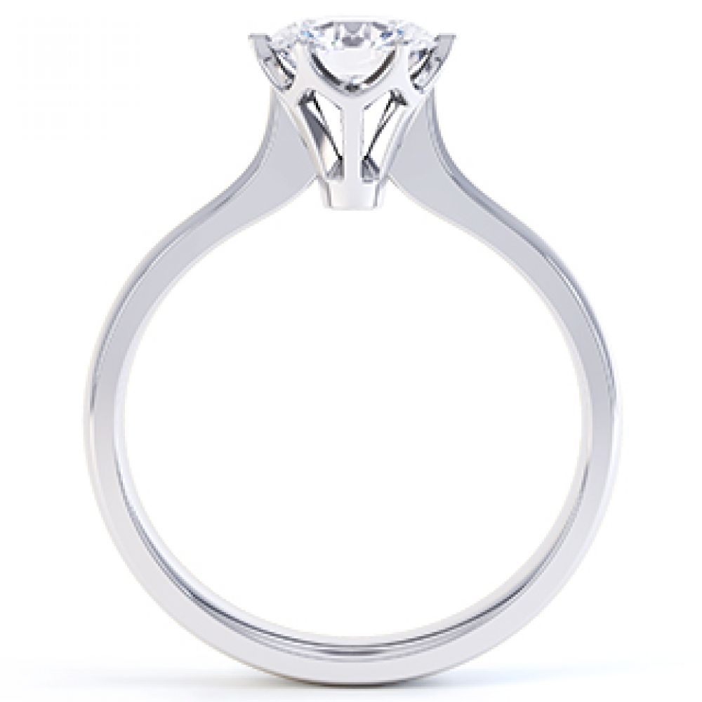 Tall Fluted 6 Claw Round Solitaire Engagement Ring
