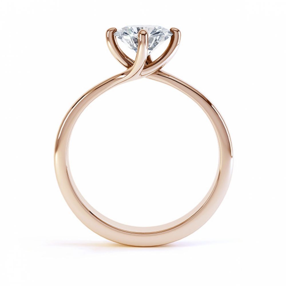 4 Claw Twist Engagement Ring | Round Solitaire Twist Setting