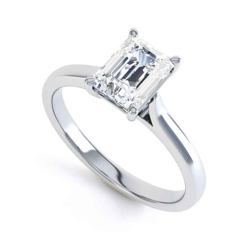 Simple 4 Claw Emerald Diamond Solitaire Ring