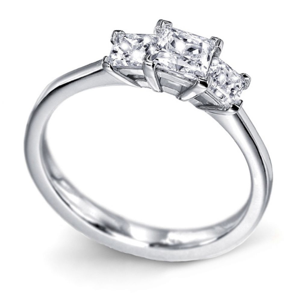 3 Stone Graduated Princess Diamond Engagement Ring
