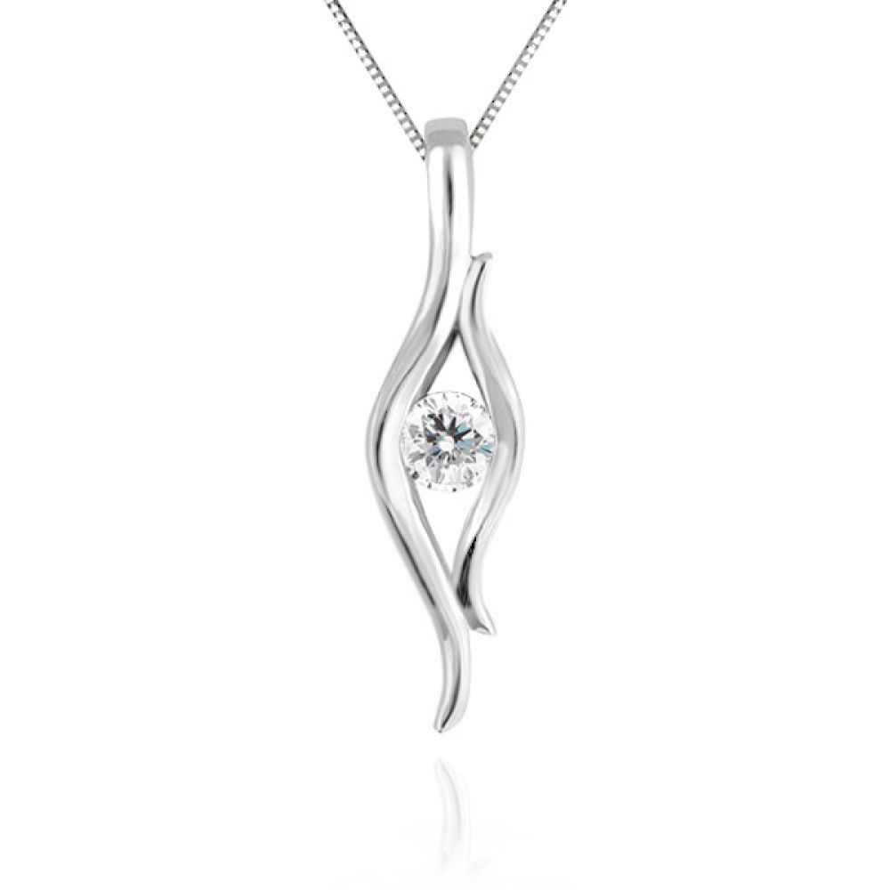 Diamond Wave Necklace - White, Yellow and Rose Gold