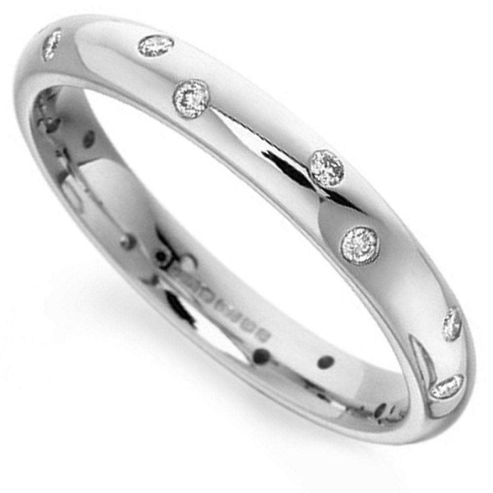 Pretty Paired Flush Set Diamond Wedding Ring