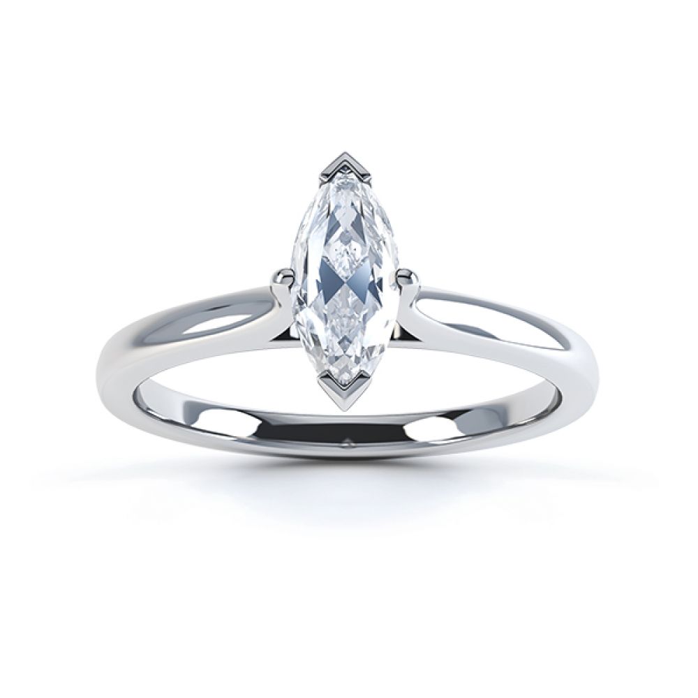 4 Claw Marquise Solitaire Diamond Engagement Ring
