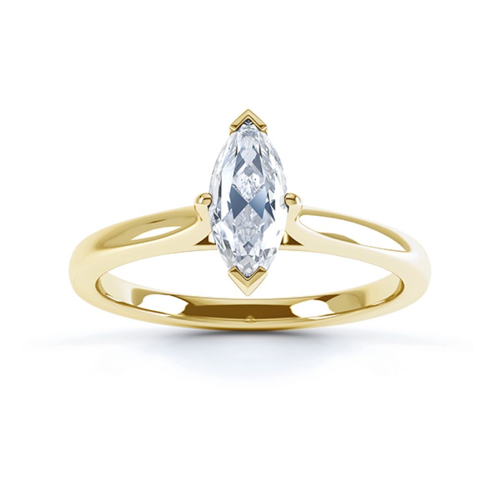 4 Claw Marquise Solitaire Diamond Engagement Ring