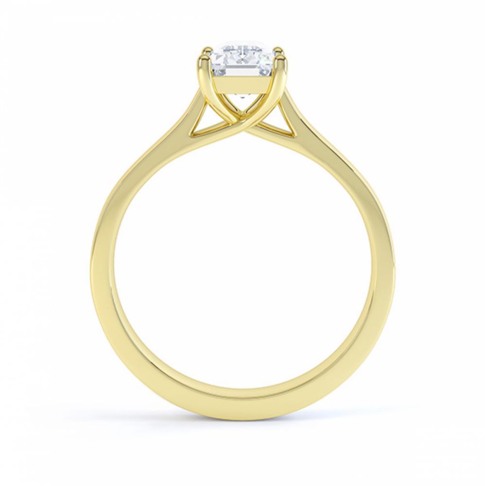 Modern 4 Claw Emerald Cut Solitaire Diamond Ring