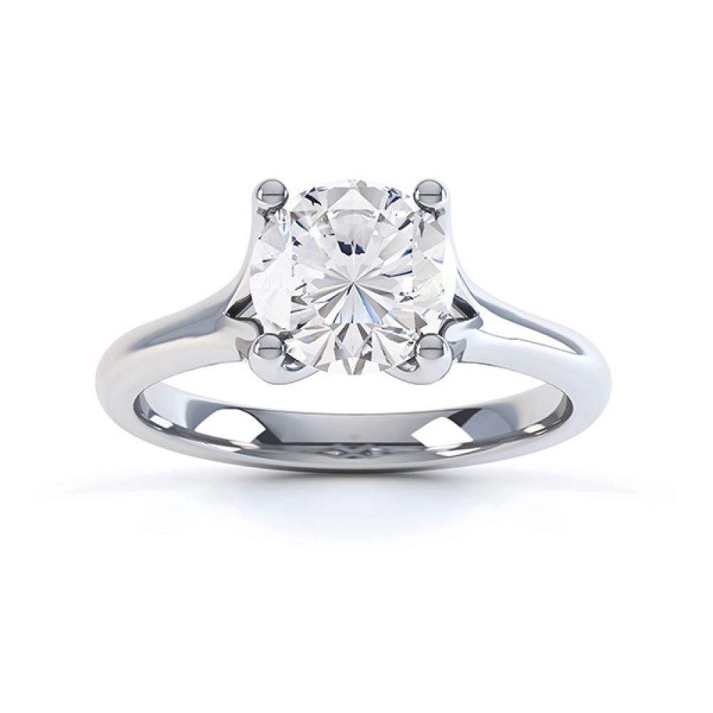 Forked Shoulder 4 Claw Solitaire Diamond Ring