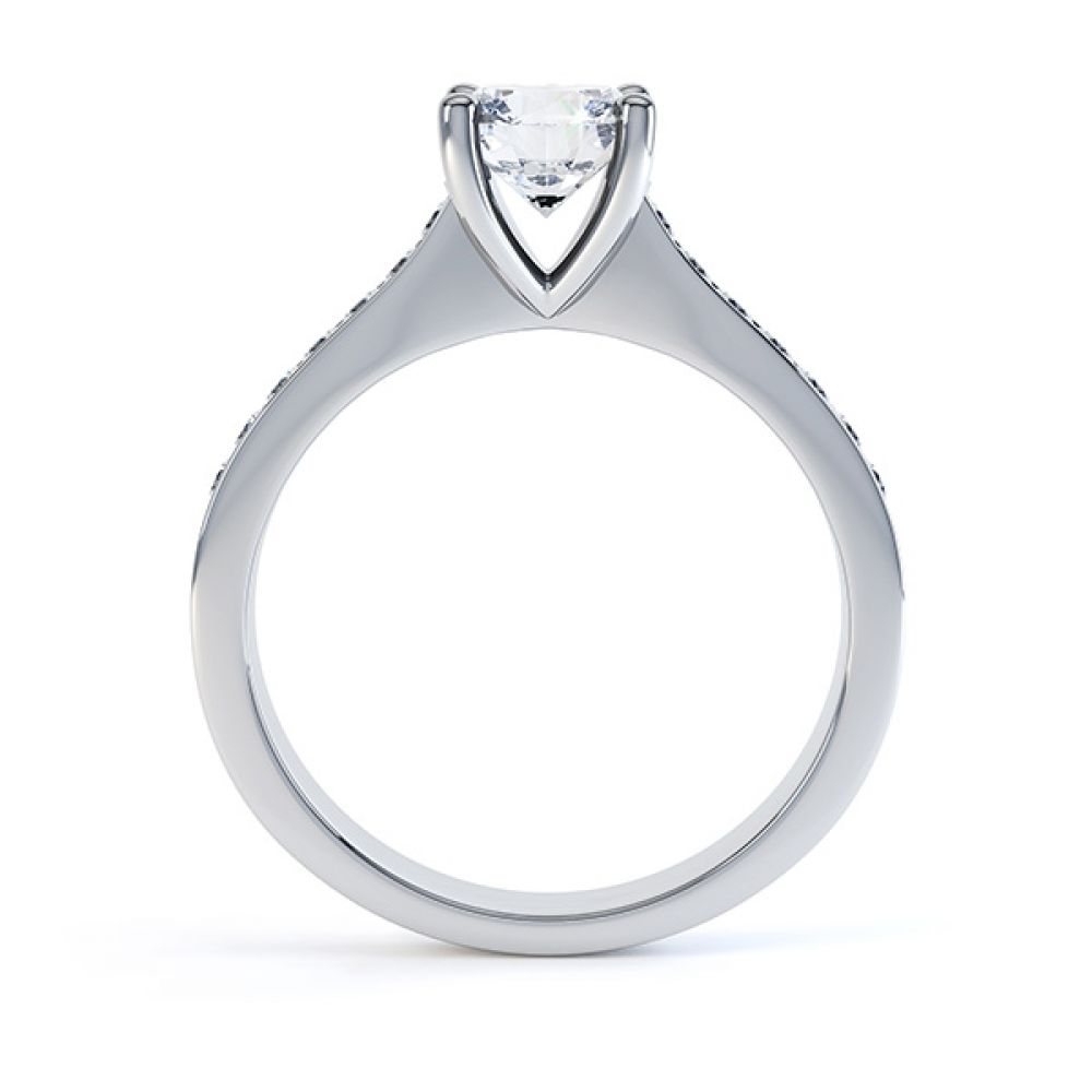 4 Claw Round Solitaire Diamond Shoulders