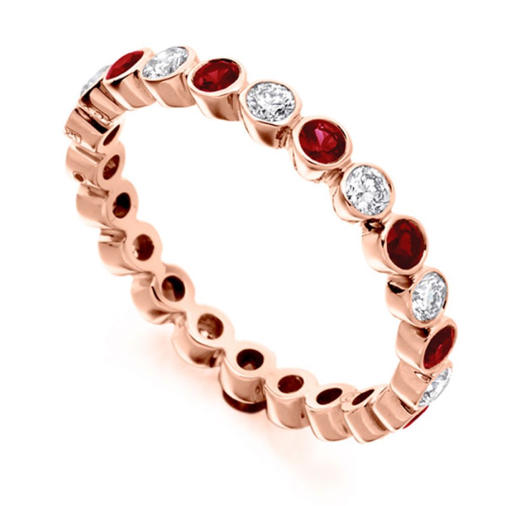 0.51ct Bezel Set Diamond & Ruby Full Eternity Ring
