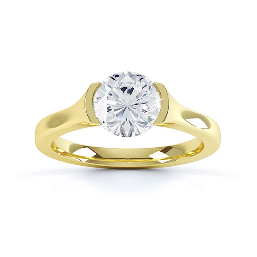 Modern Open Part Bezel Solitaire Engagement Ring