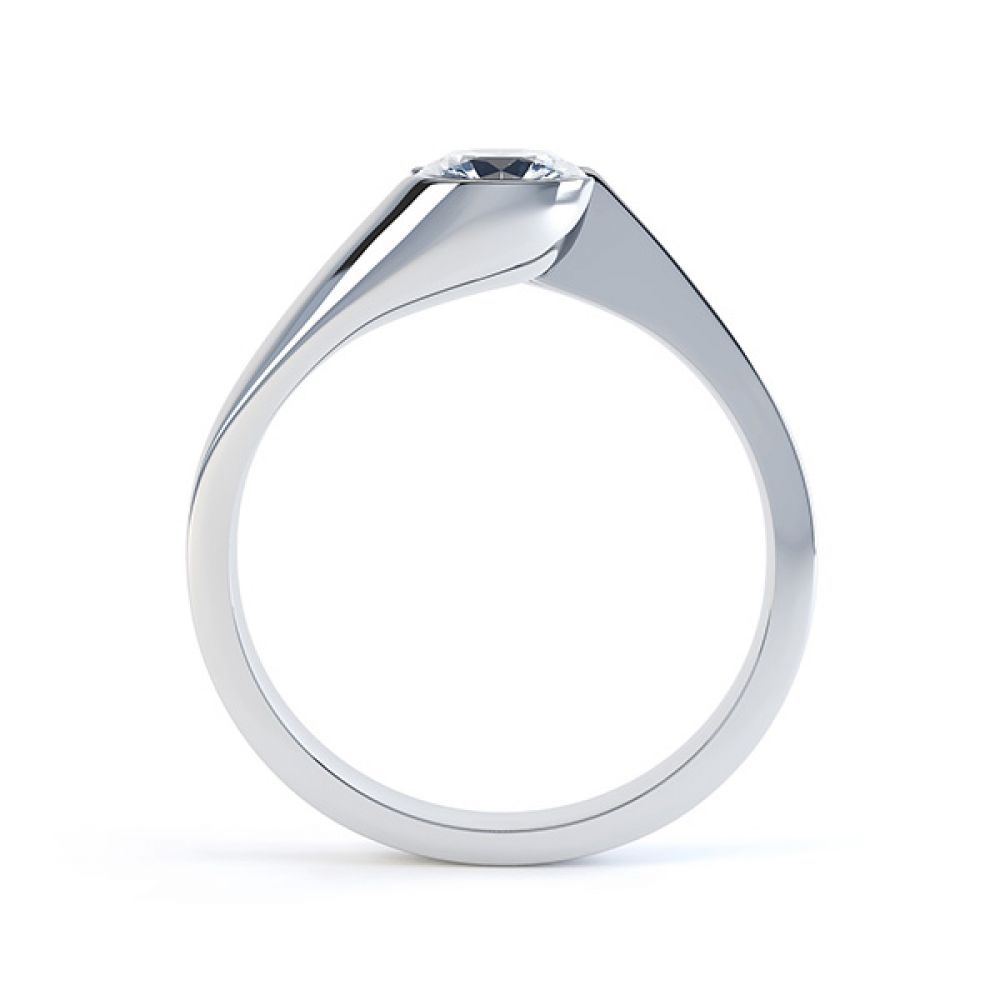 Crossover Bezel Round Solitaire Engagement Ring
