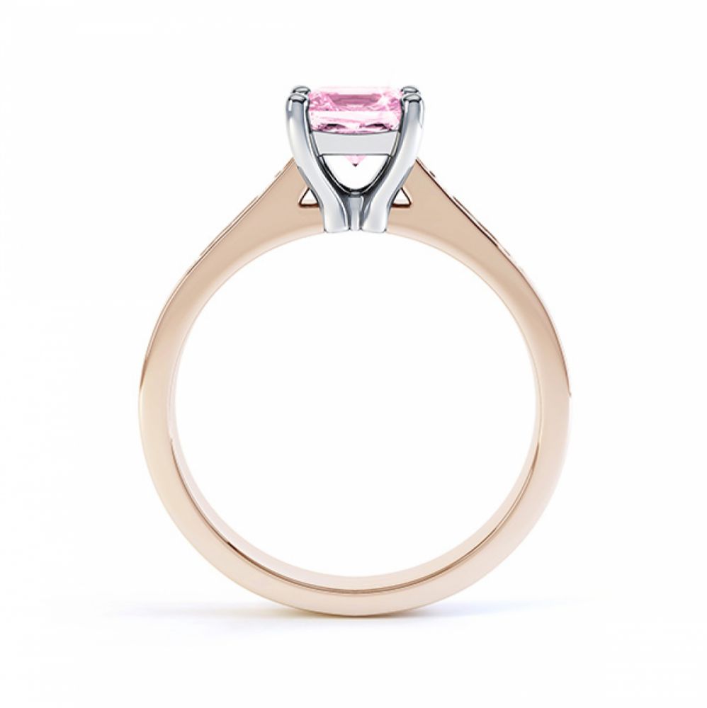 Square Pink Sapphire & Diamond Engagement Ring