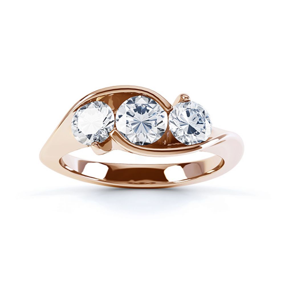 Three Stone Crossover Diamond Ring