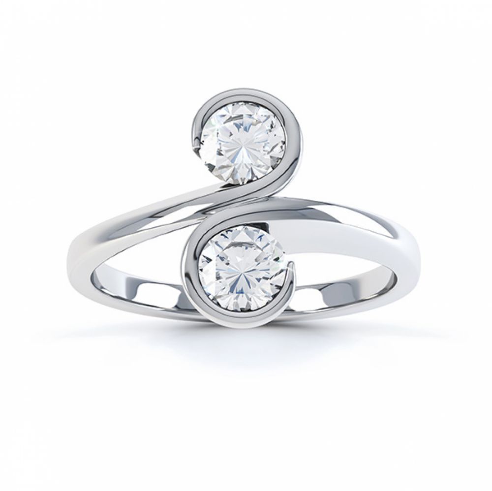 2 Stone Swirl Diamond Ring