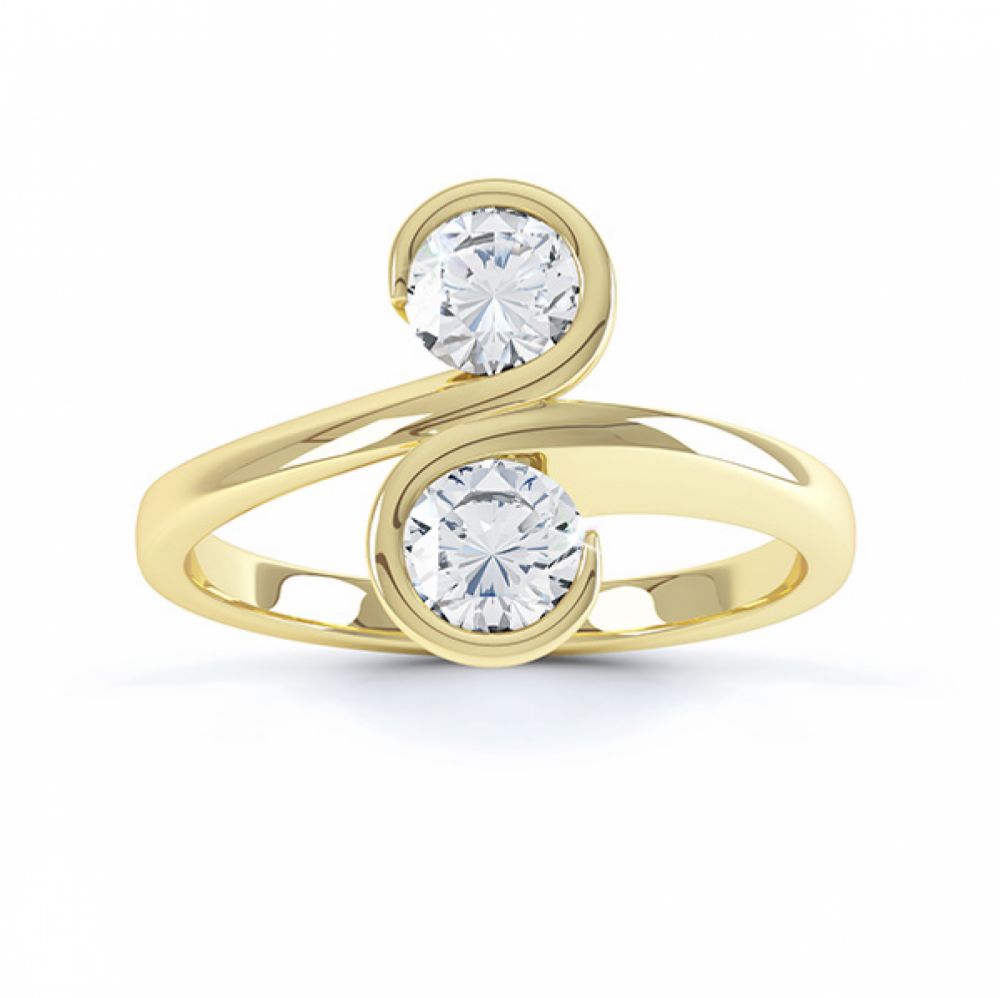 2 Stone Swirl Diamond Ring