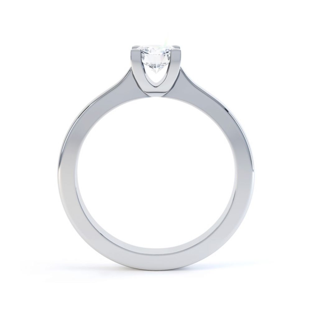 Squared 4 Claw Round Diamond Solitaire Ring
