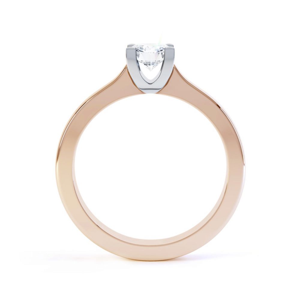 Squared 4 Claw Round Diamond Solitaire Ring