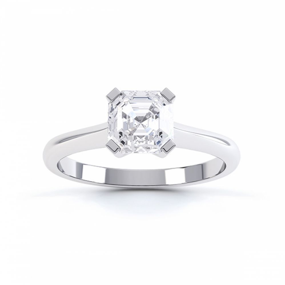 Asscher Diamond Solitaire Ring with 4 Square Claws