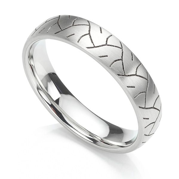 Tyre Print Engraved Wedding Ring