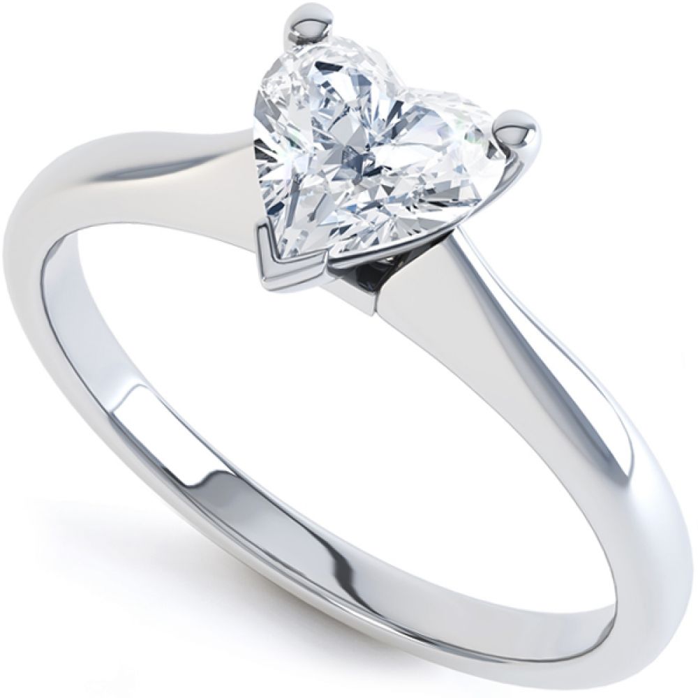 Heart Shaped Diamond Solitaire Engagement Ring