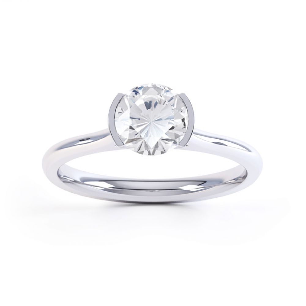Fluted Part Engagement Ring with High Setting