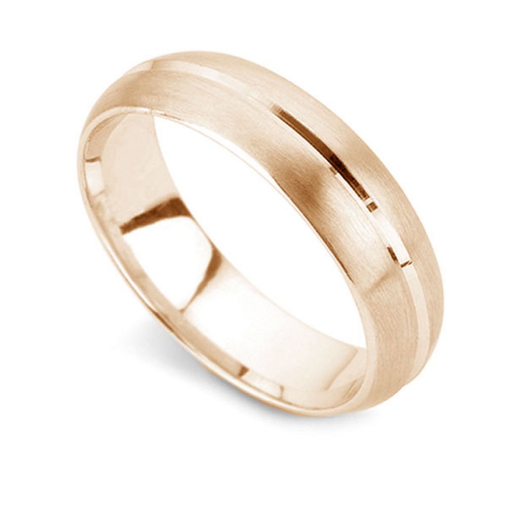 Satin Finish D Shape Wedding Ring with Channel